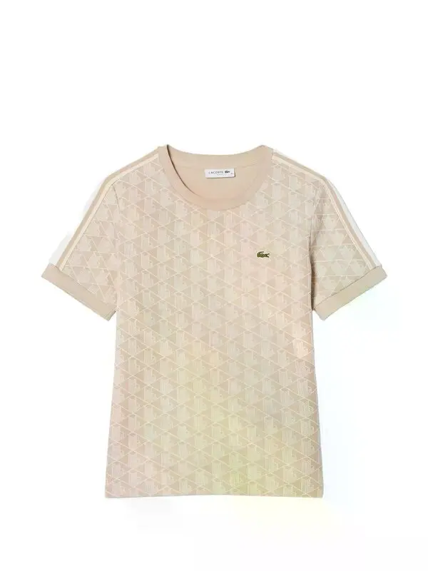 Lacoste Geometric Print Striped T-shirt - Neutrals