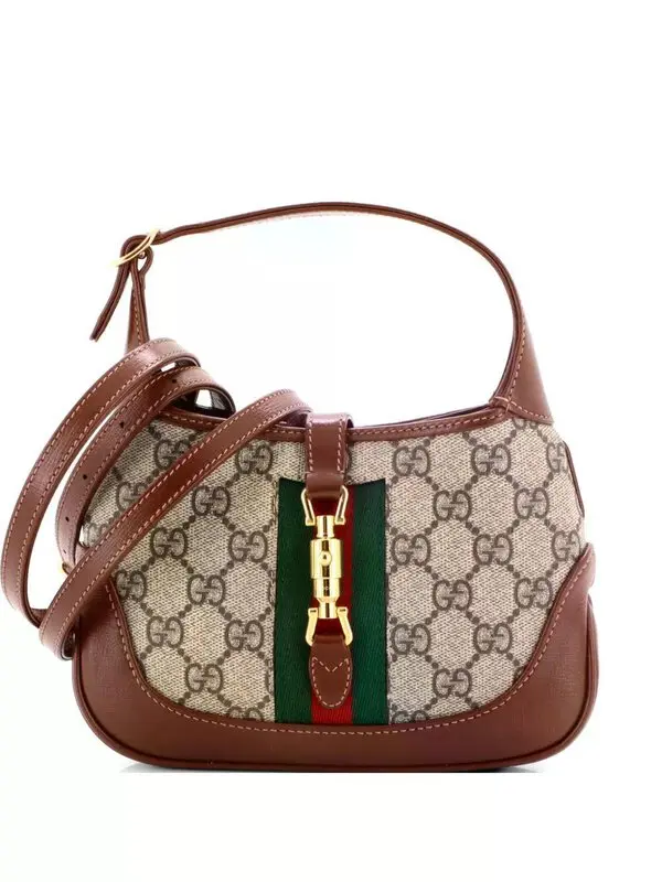 Gucci Jackie 1961 Gg Coated Canvas Mini Hobo Bag - Brown
