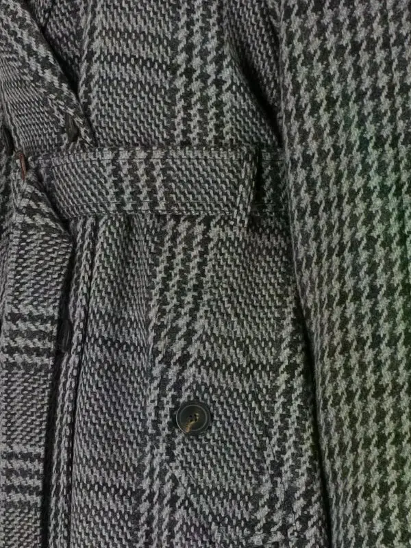 Max Mara Checked Fringed Coat - Grey