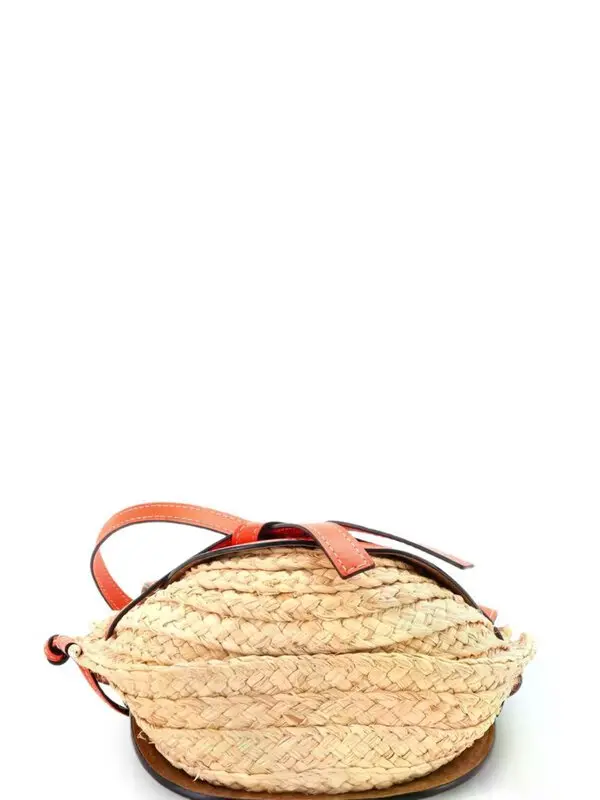 Loewe Gate Leather And Raffia Shoulder Bag - Neutrals