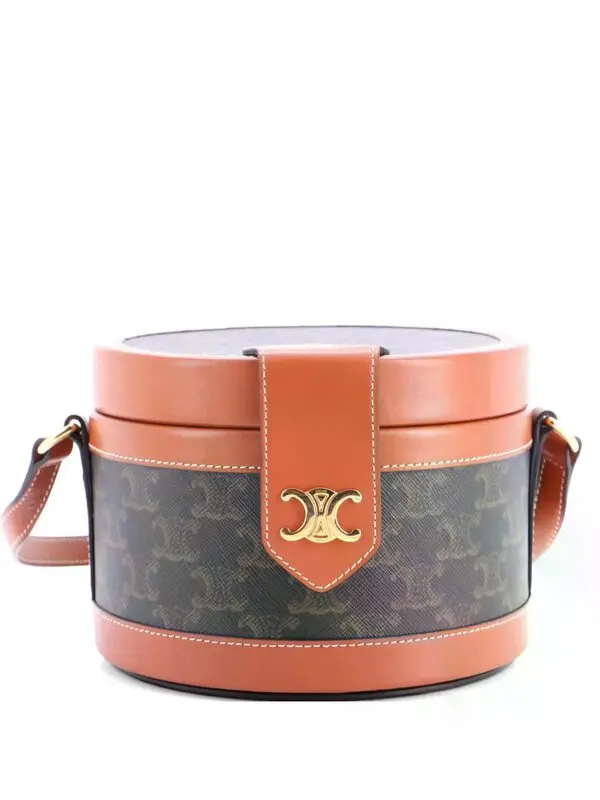 Celine Tambour Bag Triomphe Coated Canvas Medium - Brown
