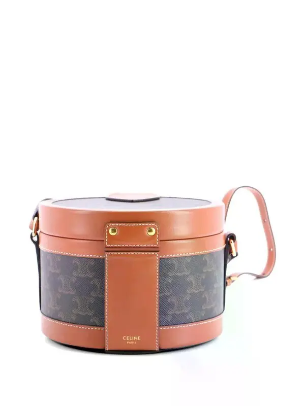 Celine Tambour Bag Triomphe Coated Canvas Medium - Brown
