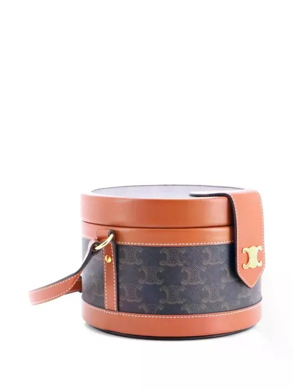 Celine Tambour Bag Triomphe Coated Canvas Medium - Brown