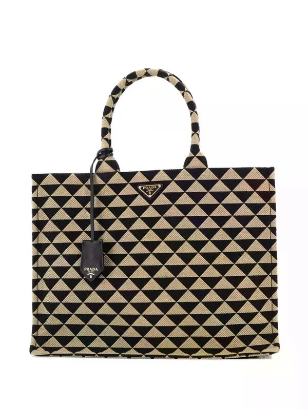 Prada Symbole Jacquard Large Tote Bag - Black