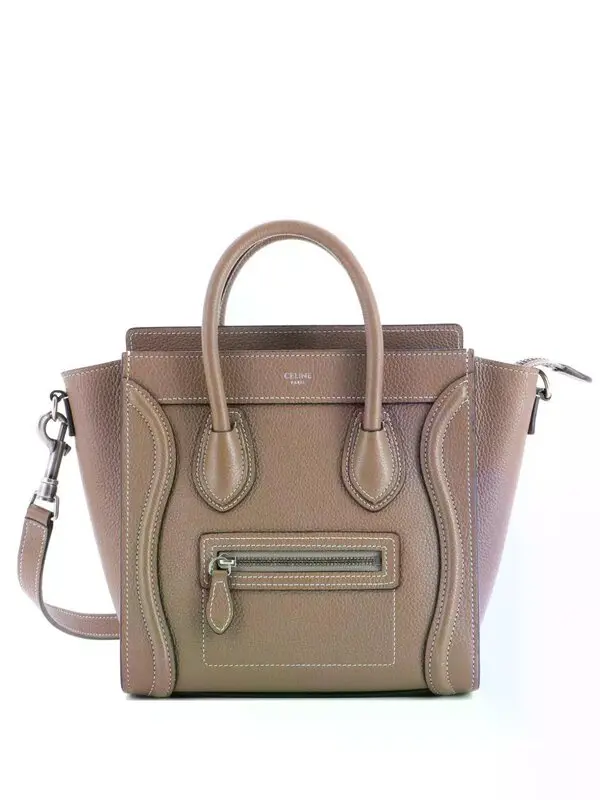 Celine Luggage Bag Grainy Leather Nano Crossbody Bag - Brown