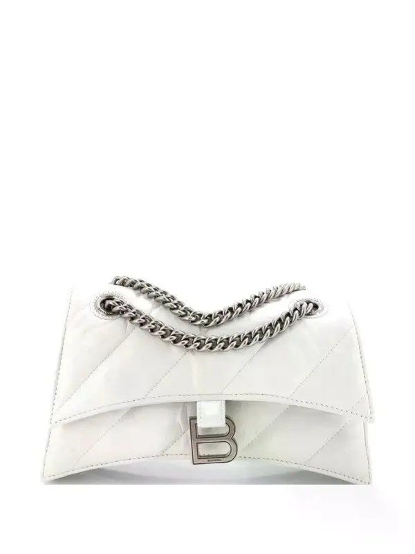 Balenciaga Crush Chain Flap Bag Quilted Crushed Calfskin Small Shoulder Bag - White