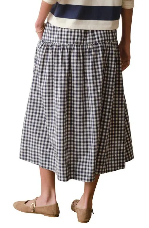 Marine Layer Gia Pima Cotton Gingham Skirt - Navy Gingham