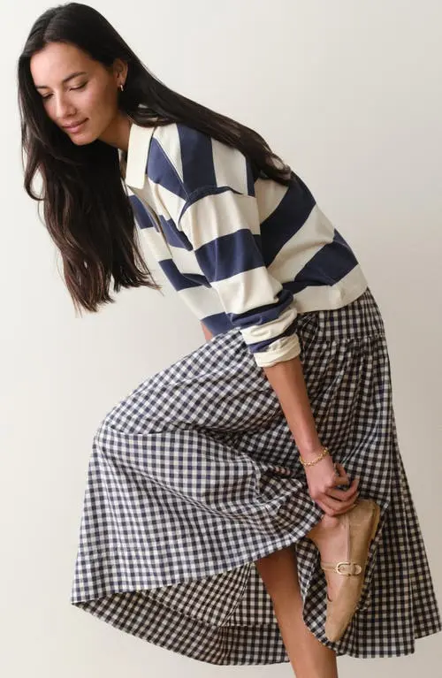 Marine Layer Gia Pima Cotton Gingham Skirt - Navy Gingham