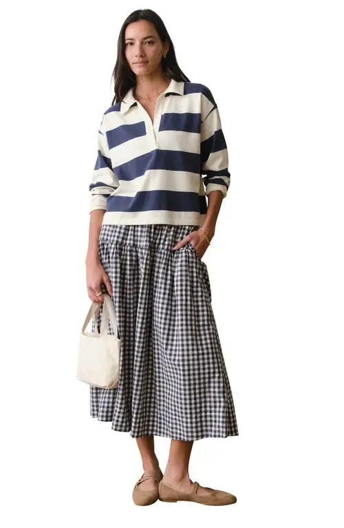 Marine Layer Gia Pima Cotton Gingham Skirt - Navy Gingham