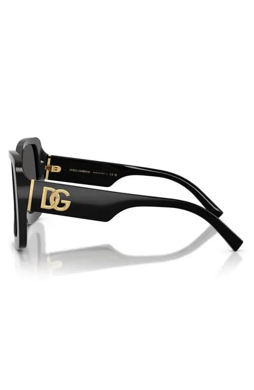 Dolce & Gabbana 55mm Square Sunglasses - Black/dark Grey