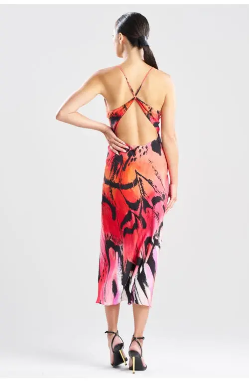 Natori Butterfly Linen Blend Slip Dress