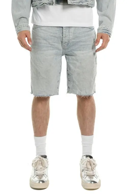 PURPLE BRAND Raw Hem Denim Shorts - Light Indigo