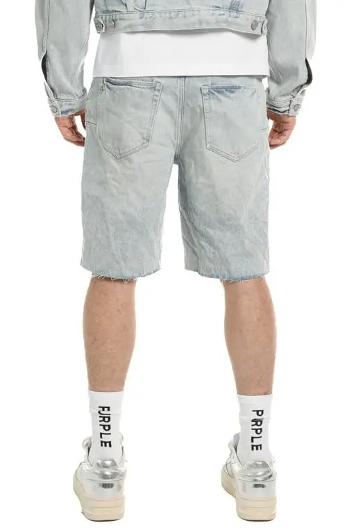 PURPLE BRAND Raw Hem Denim Shorts - Light Indigo
