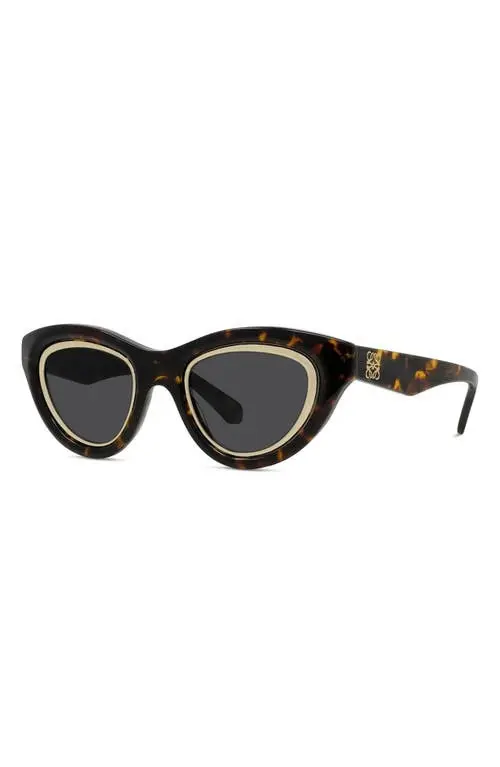 Loewe Anagram 53mm Cat Eye Sunglasses - Dark Havana/smoke
