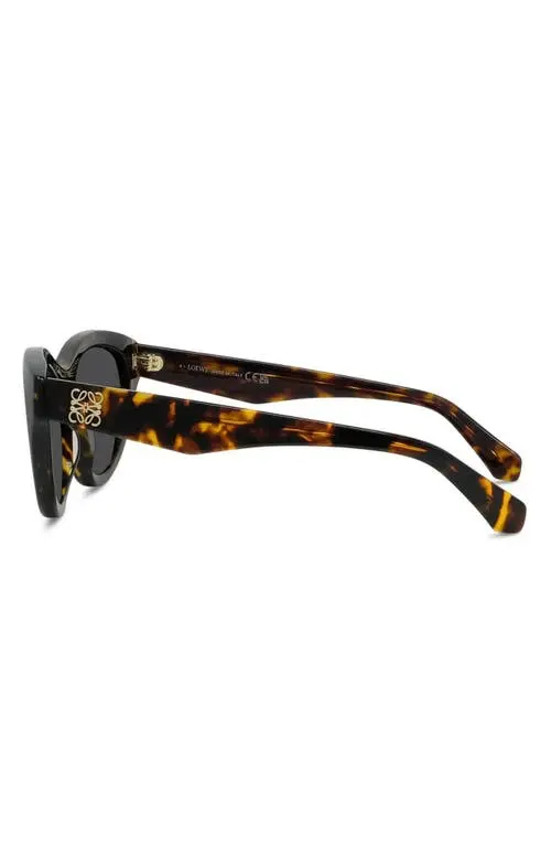 Loewe Anagram 53mm Cat Eye Sunglasses - Dark Havana/smoke