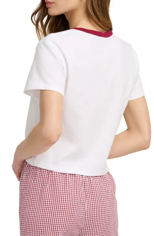 FAVORITE DAUGHTER Signature Crop Graphic T-shirt - Off White/raspberry