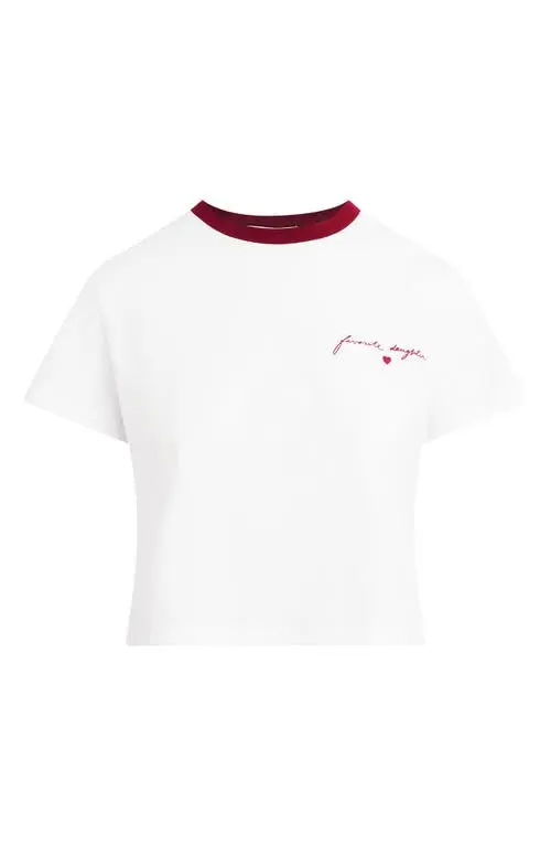 FAVORITE DAUGHTER Signature Crop Graphic T-shirt - Off White/raspberry
