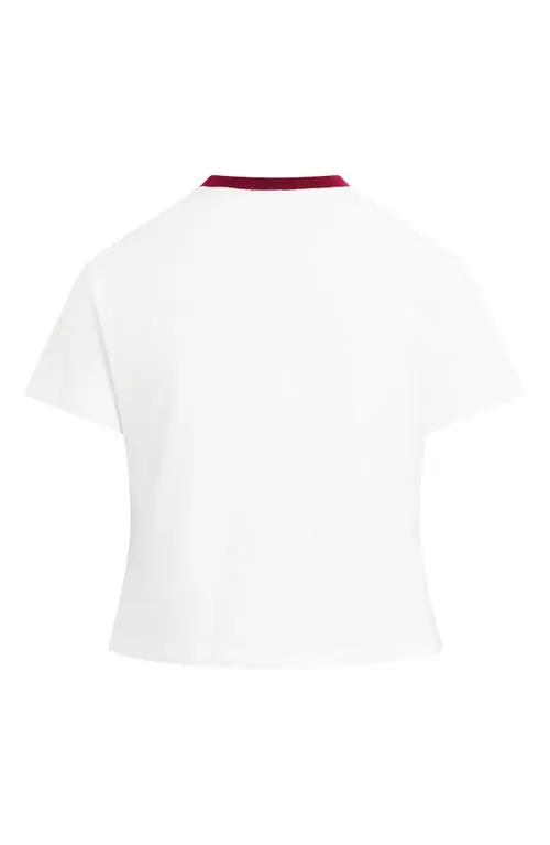 FAVORITE DAUGHTER Signature Crop Graphic T-shirt - Off White/raspberry