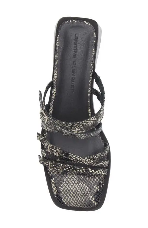 JUSTINE CLENQUET Andie Python Embossed Sandal - Beige Python
