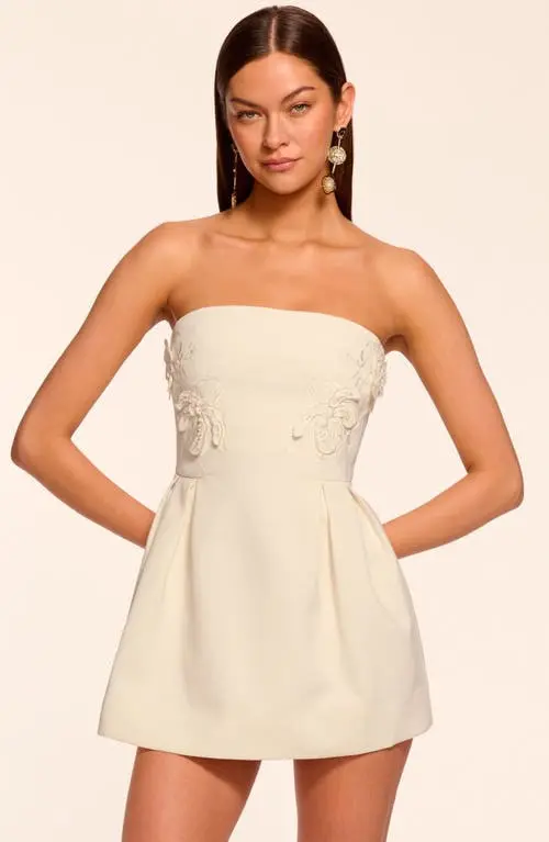 Ramy Brook Floral Appliqué Strapless Mini Dress