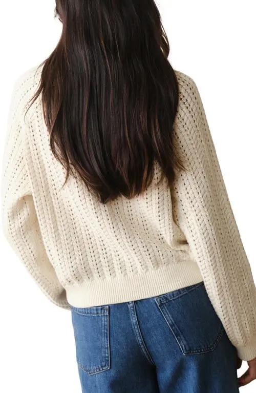 Marine Layer Mina Pointelle Cotton Sweater - Cream