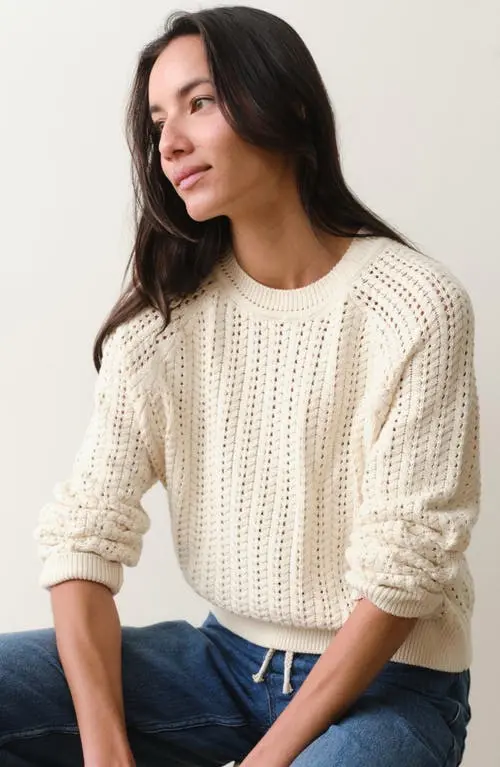 Marine Layer Mina Pointelle Cotton Sweater - Cream