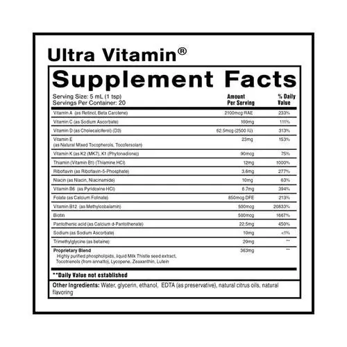 QUICKSILVER SCIENTIFIC Liposomal Ultra Vitamin Liquid Multivitamin With Antioxidant Support