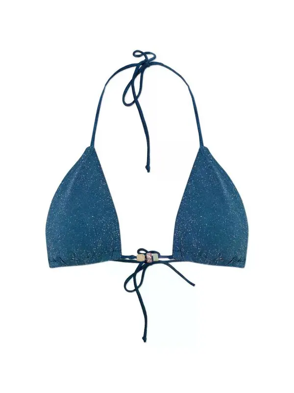 Bond Eye Beaded Triangle Bikini Top - Blue