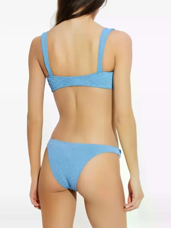 Bond Eye Ring Textured Two-piece Swimsuit - Blue
