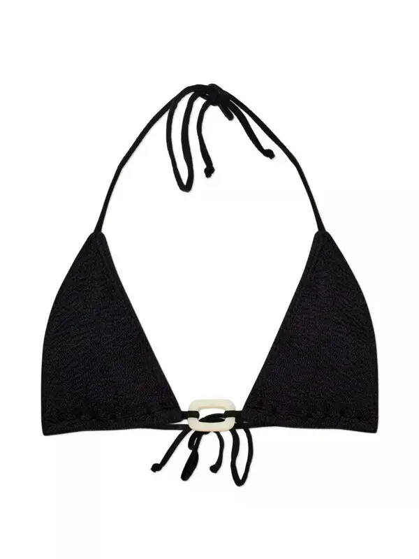 Bond Eye Textured Ring Detail Bikini Top - Black