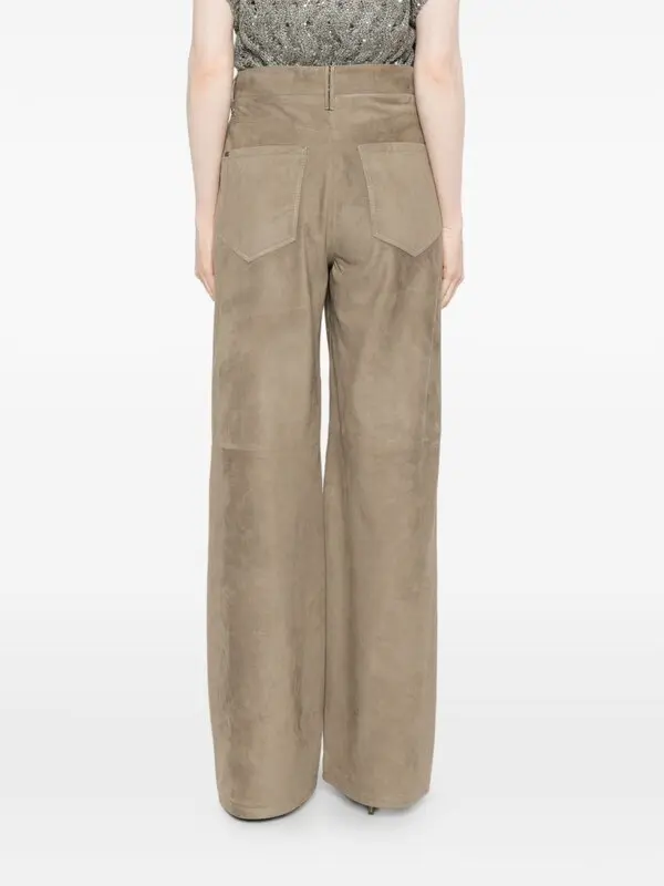 Brunello Cucinelli Wide-leg Leather Trousers - Brown