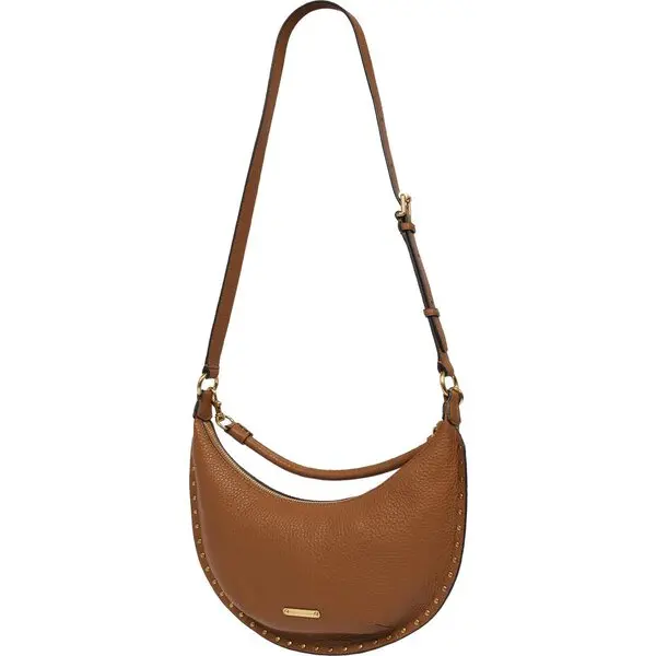 Rebecca Minkoff Darren Small Crescent Leather Crossbody Bag - Caramello