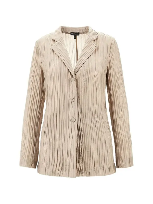 Emporio Armani Single-breasted Blazer Jacket - Beige