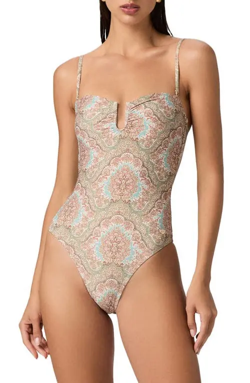 Paige Gianna U-ring One-piece Swimsuit - Beige/surf Multi