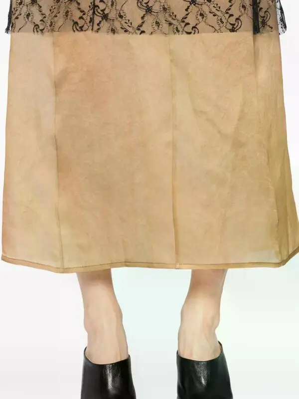 YEAREAST Lace-panel Midi Skirt