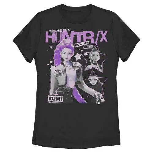 KPOP DEMON HUNTERS K-pop Demon Hunters Pop Star Huntrix Rumi Graphic T-shirt - Black