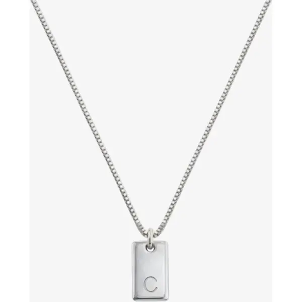 OAK & LUNA Willow Initial Tag Necklace - Letter C