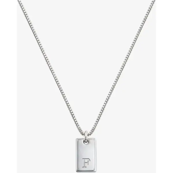 OAK & LUNA Willow Initial Tag Necklace - Letter F