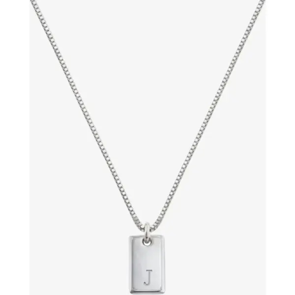 OAK & LUNA Willow Initial Tag Necklace - Letter J