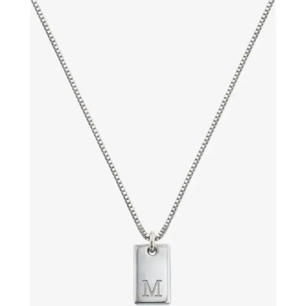 OAK & LUNA Willow Initial Tag Necklace - Letter M