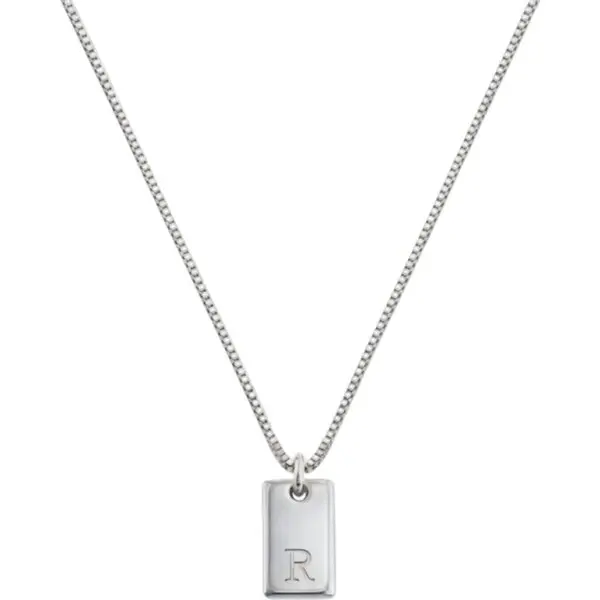 OAK & LUNA Willow Initial Tag Necklace - Letter R