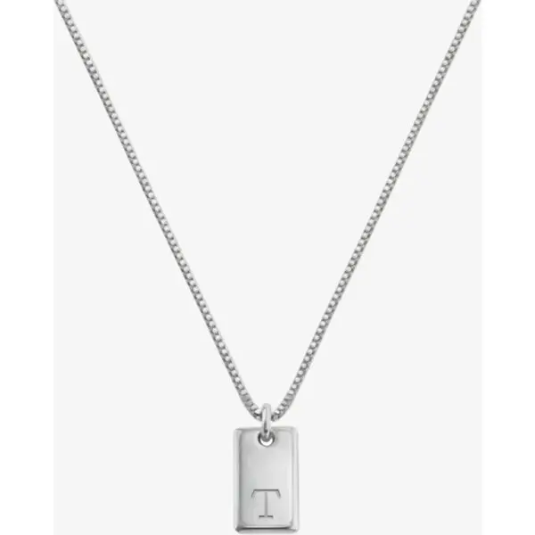OAK & LUNA Willow Initial Tag Necklace - Letter T