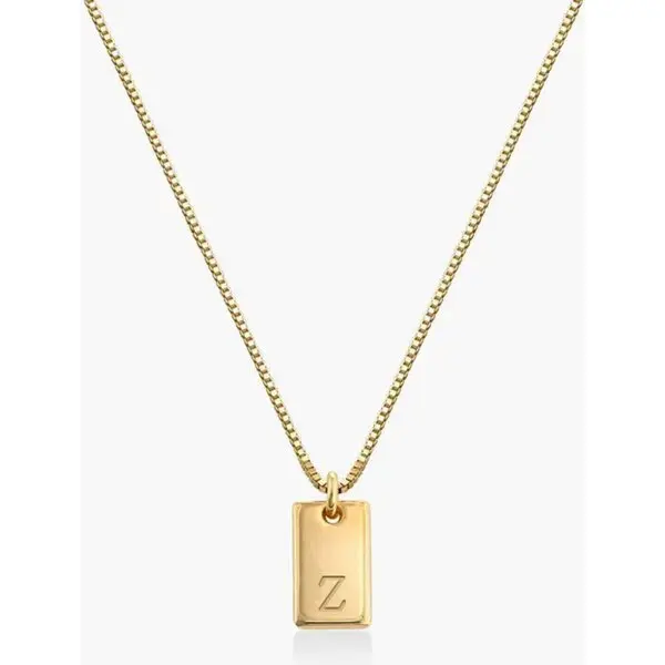 OAK & LUNA Willow Initial Tag Necklace Gold Plated Silver - Letter Z