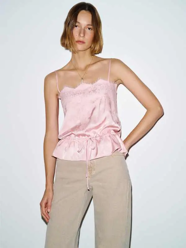 REFORMATION Silvia Top Baby Jacquard Lace