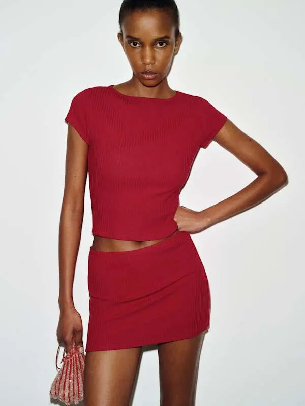 REFORMATION Layla Knit Two Piece - Red