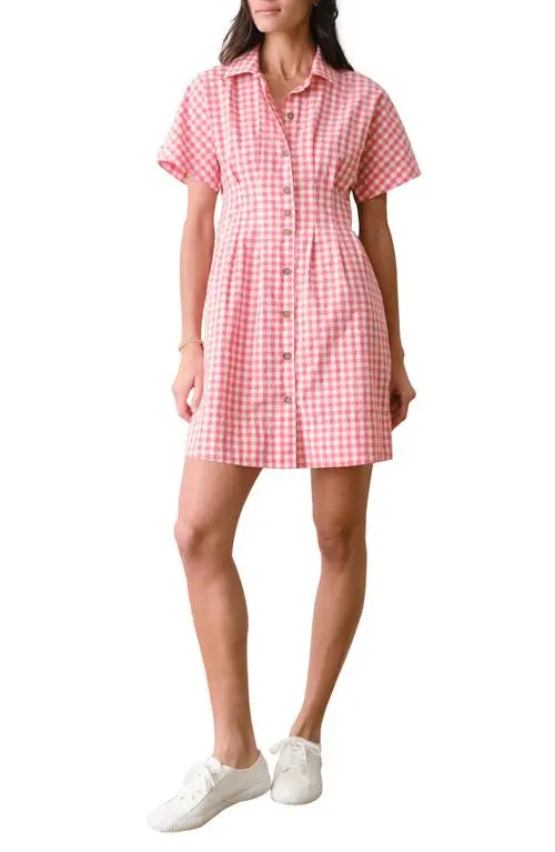 Marine Layer Nova Pima Cotton Gingham Mini Shirtdress - Cherry Gingham