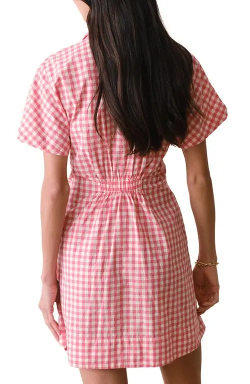 Marine Layer Nova Pima Cotton Gingham Mini Shirtdress