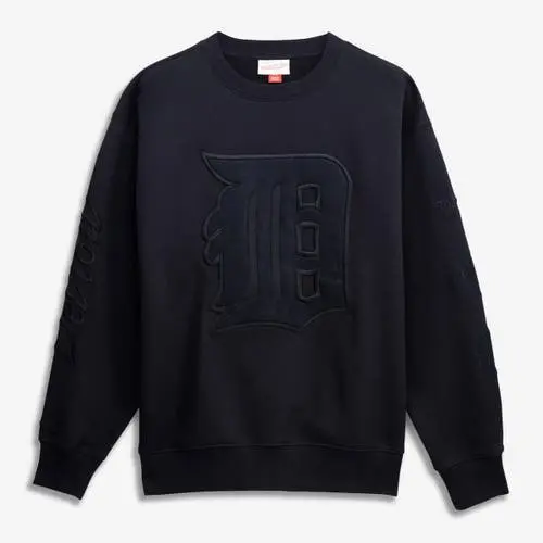 Mitchell & Ness Detroit Tigers Phantom Fleece Crewneck Sweatshirt - Black