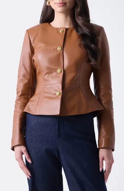 MARCIANO Cara Leather Jacket - Brown