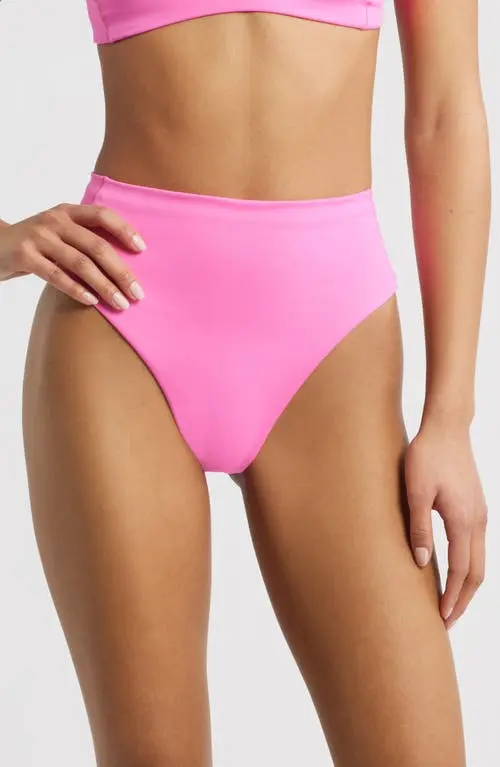 LEFT ON FRIDAY Hi Hi High Waist Bikini Bottoms - Shock Pink